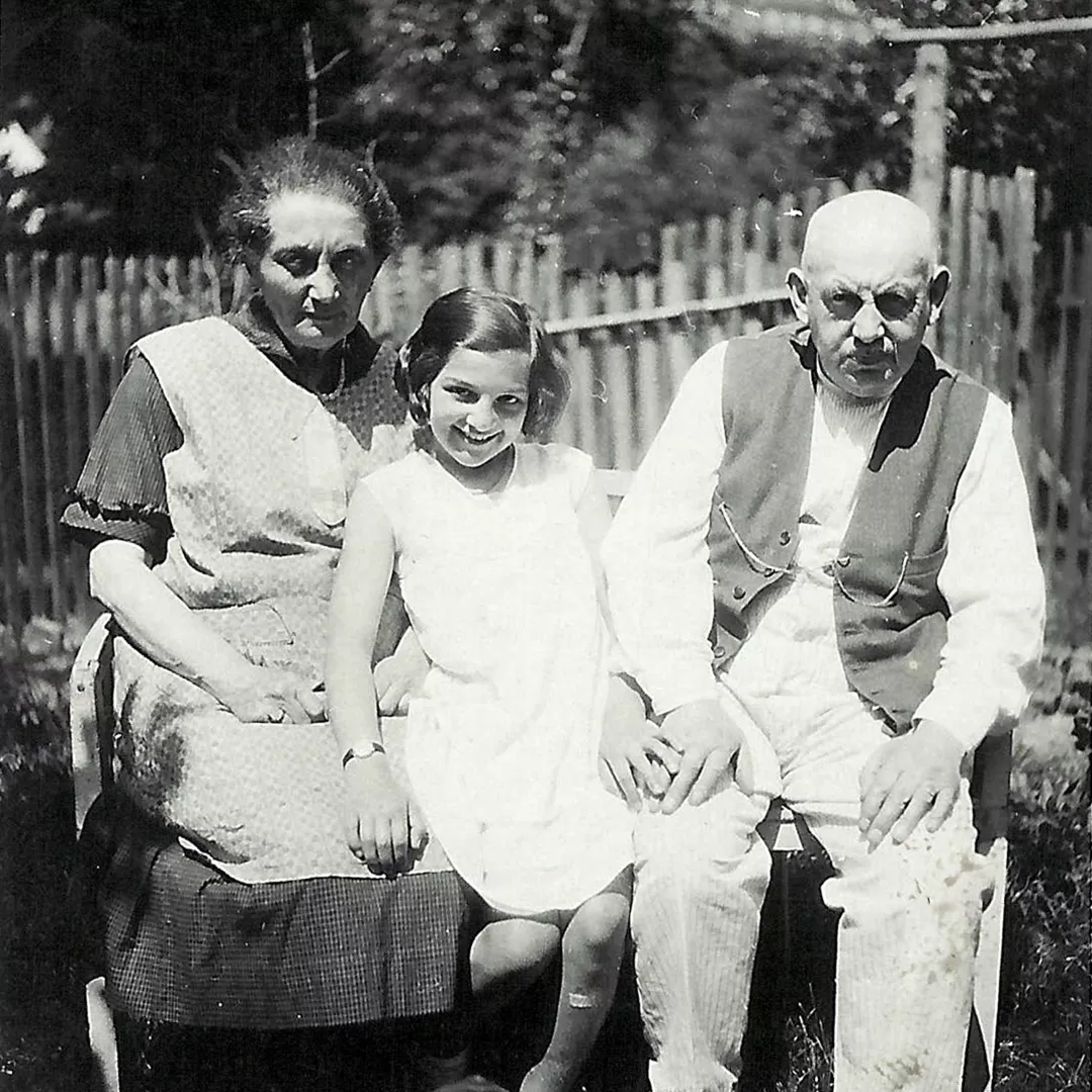 Eva Meislova with her grandparents Veronika Bohmova and Jakub Bohm ...