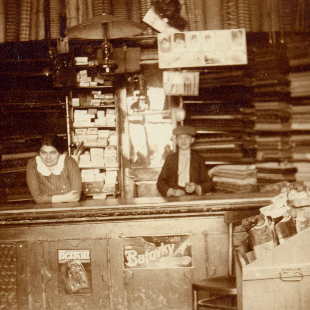 Olga Brodova in the shop of her father-in-law | Centropa